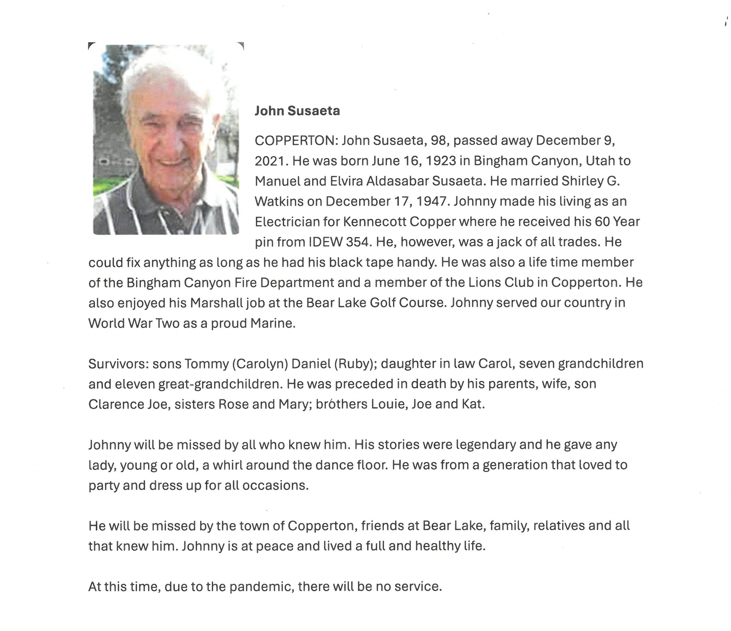 John "Johnny" Susaeta - The Basque Museum & Cultural Center | Boise, ID