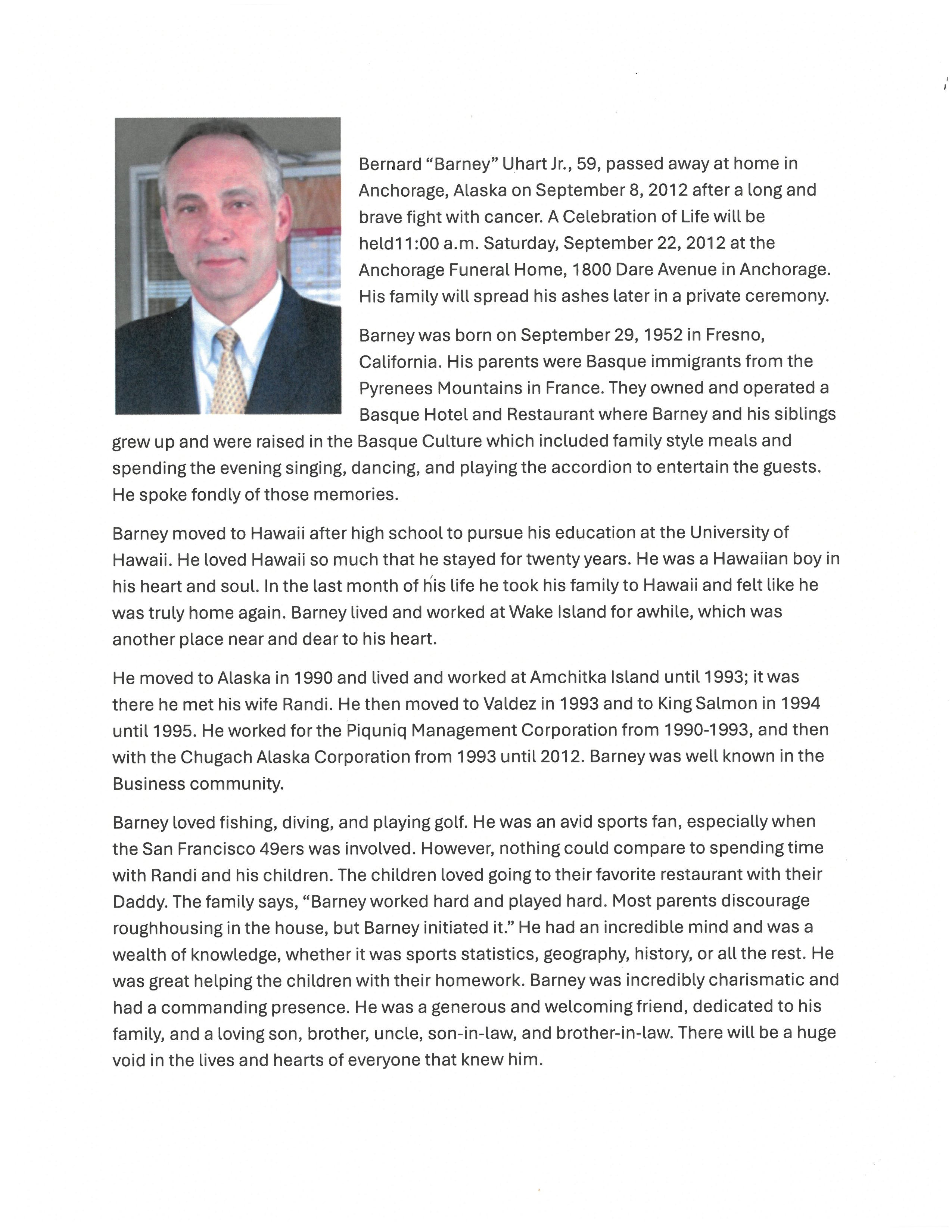 Bernard "Barney" Uhart, Jr. - The Basque Museum & Cultural Center ...