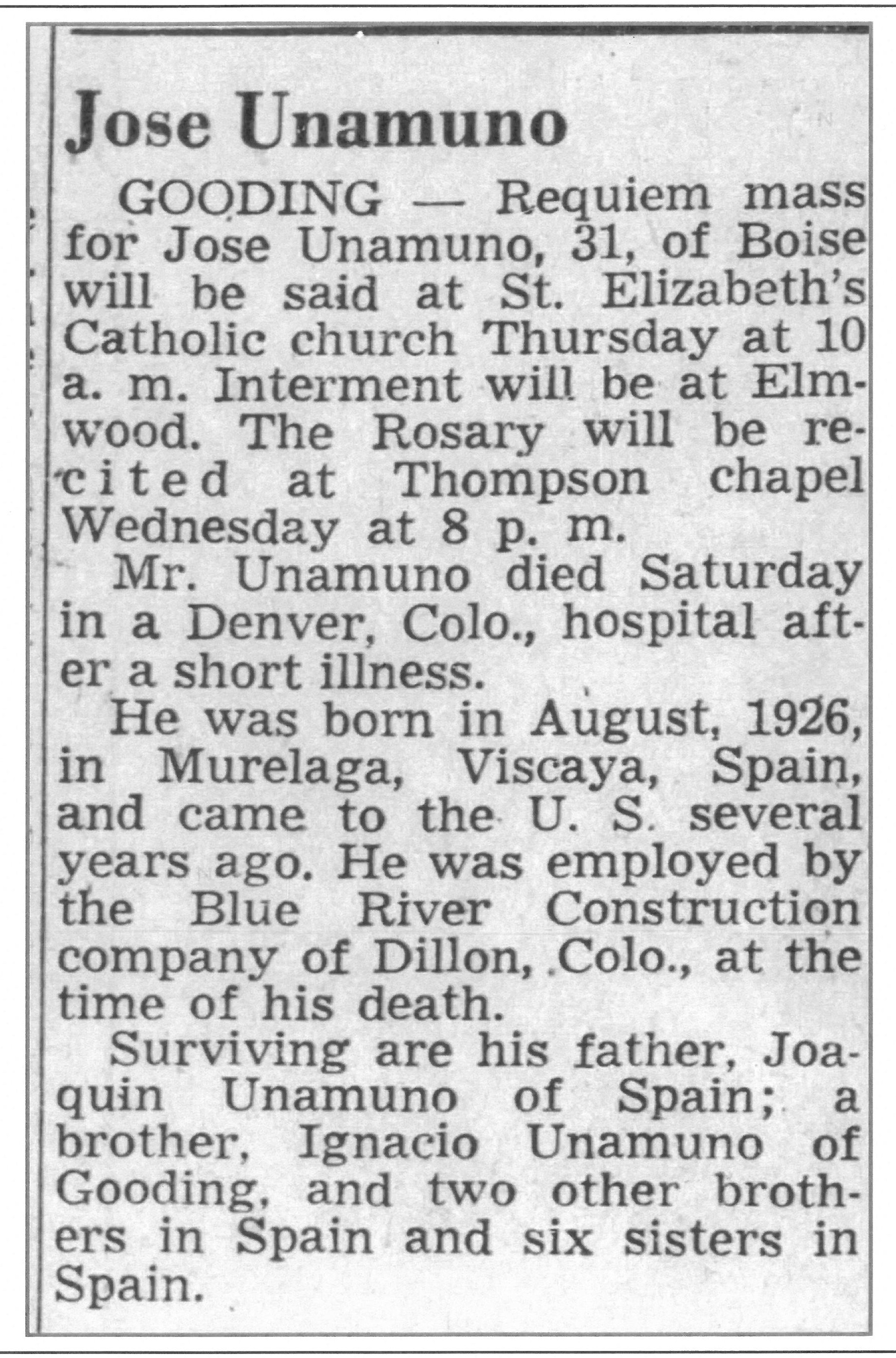 Jose Unamuno - The Basque Museum & Cultural Center | Boise, ID