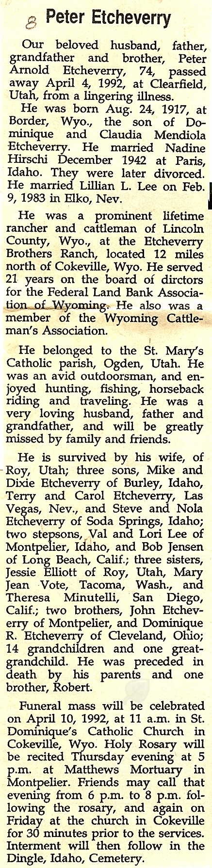 Peter Arnold Etcheverry - The Basque Museum & Cultural Center | Boise, ID